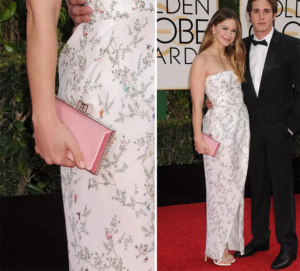 Melissa-Benoist-Judith-Leiber-Couture-Satin-Clutch