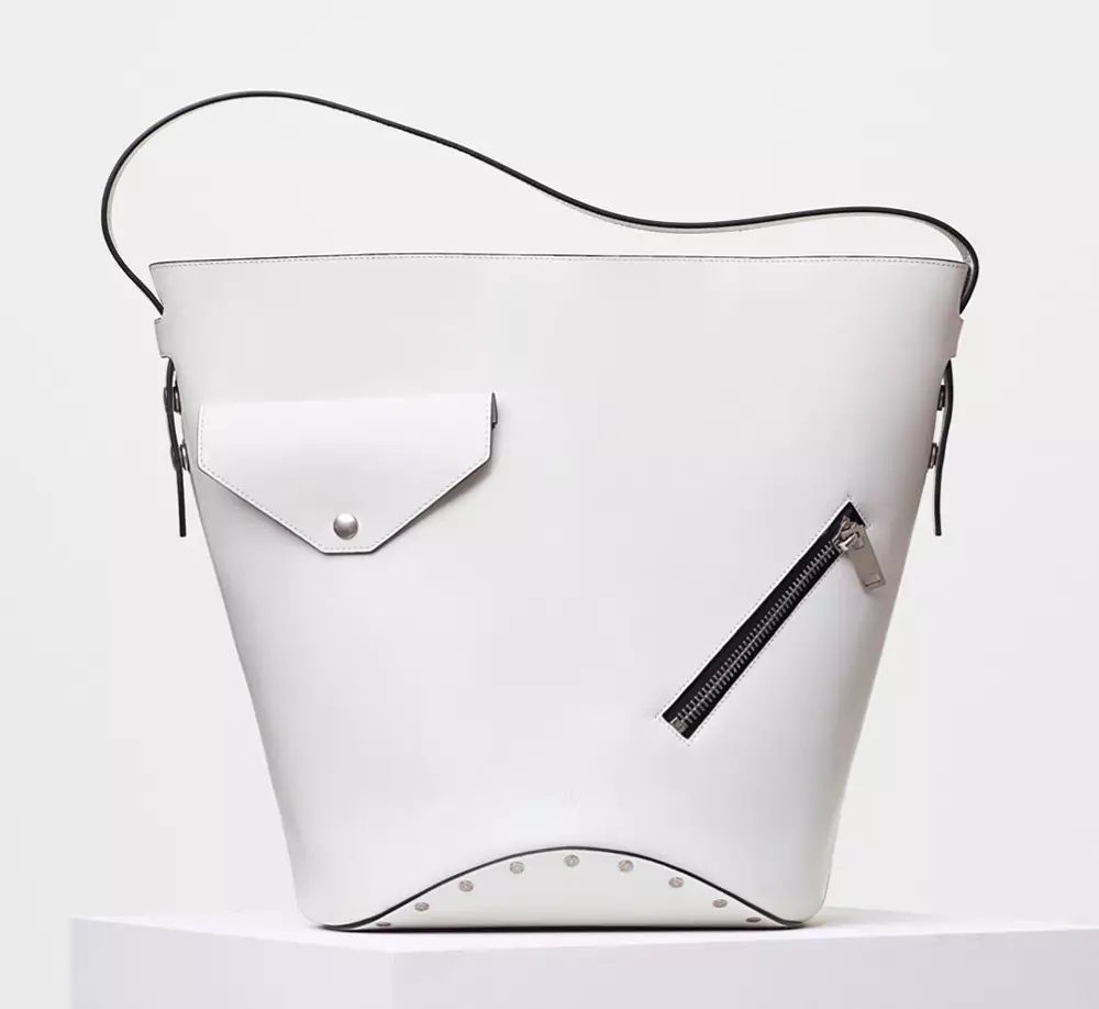 Celine-Bucket-Biker-Shoulder Bag-White-3400