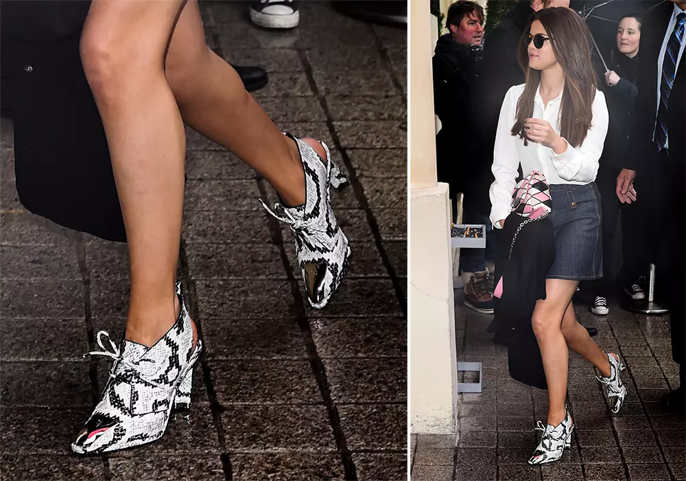 Selena-Gomez-Louis-Vuitton-Cosplay-alacsony-kígyóbőr-csizmák