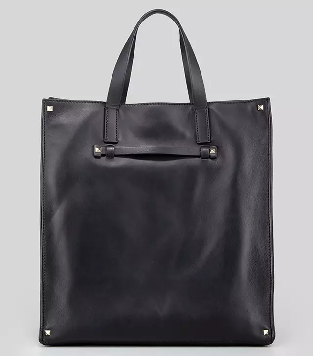 Valentino സ്റ്റഡ് കോർണർ ലെതർ Tote