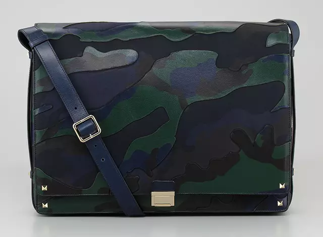 Valentino Camo ലെതർ മെസഞ്ചർ ബാഗ്