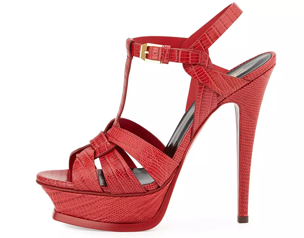 Saint Laurent Tribute kaltakesak naqshli sandal Neiman Markus orqali 995 dollar