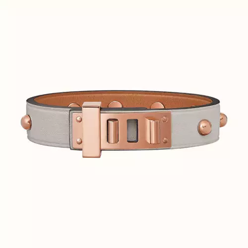 สร้อยข้อมือ Mini Dog Clous Ronds ใน Gris Perle ได้รับความอนุเคราะห์จาก Hermes.com