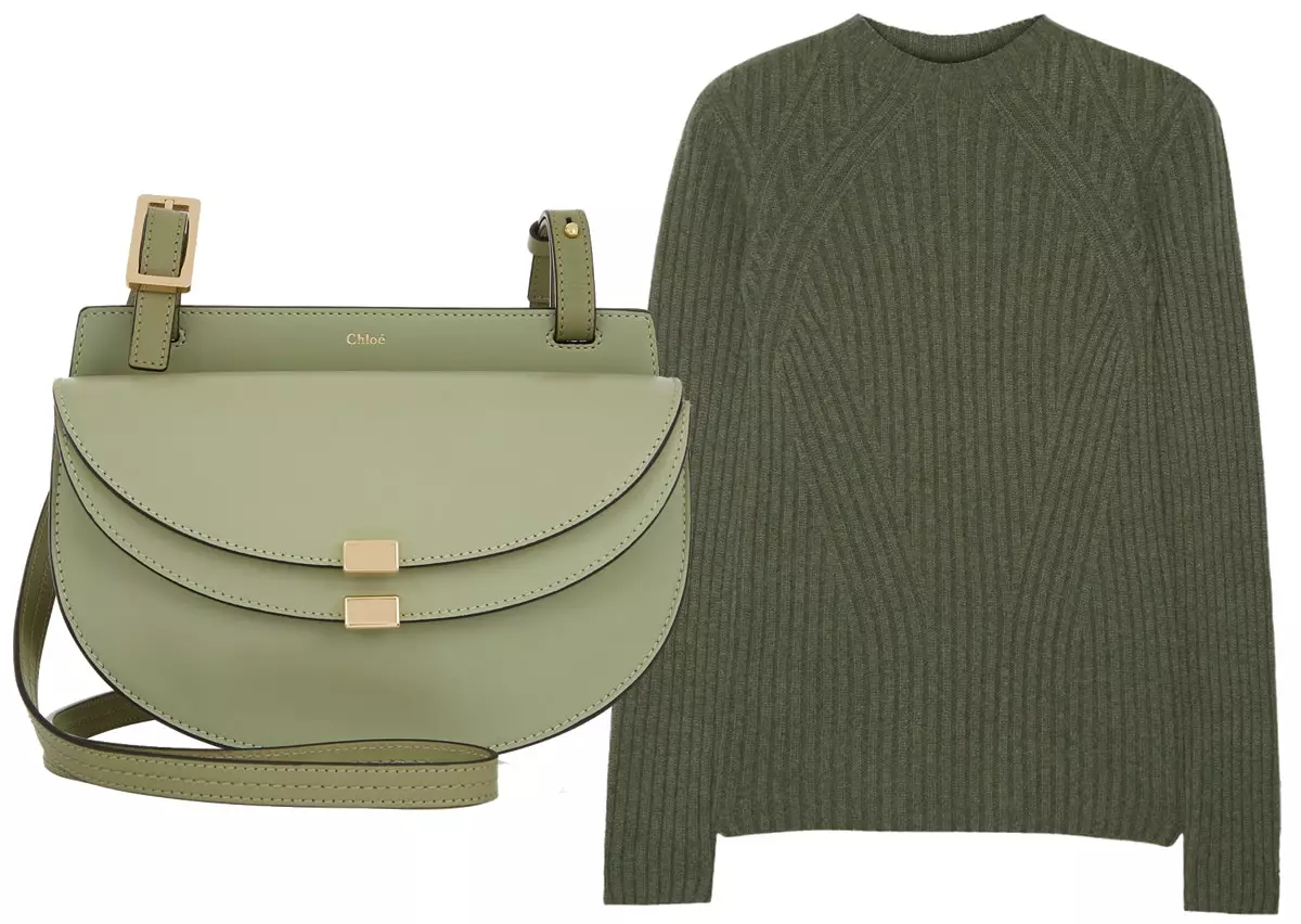 Chloé Georgia Bag 1.090 $ über Net-A-Porter und The Row Avery Ribbed Cashmere Sweater 990 $ über Net-A-Porter