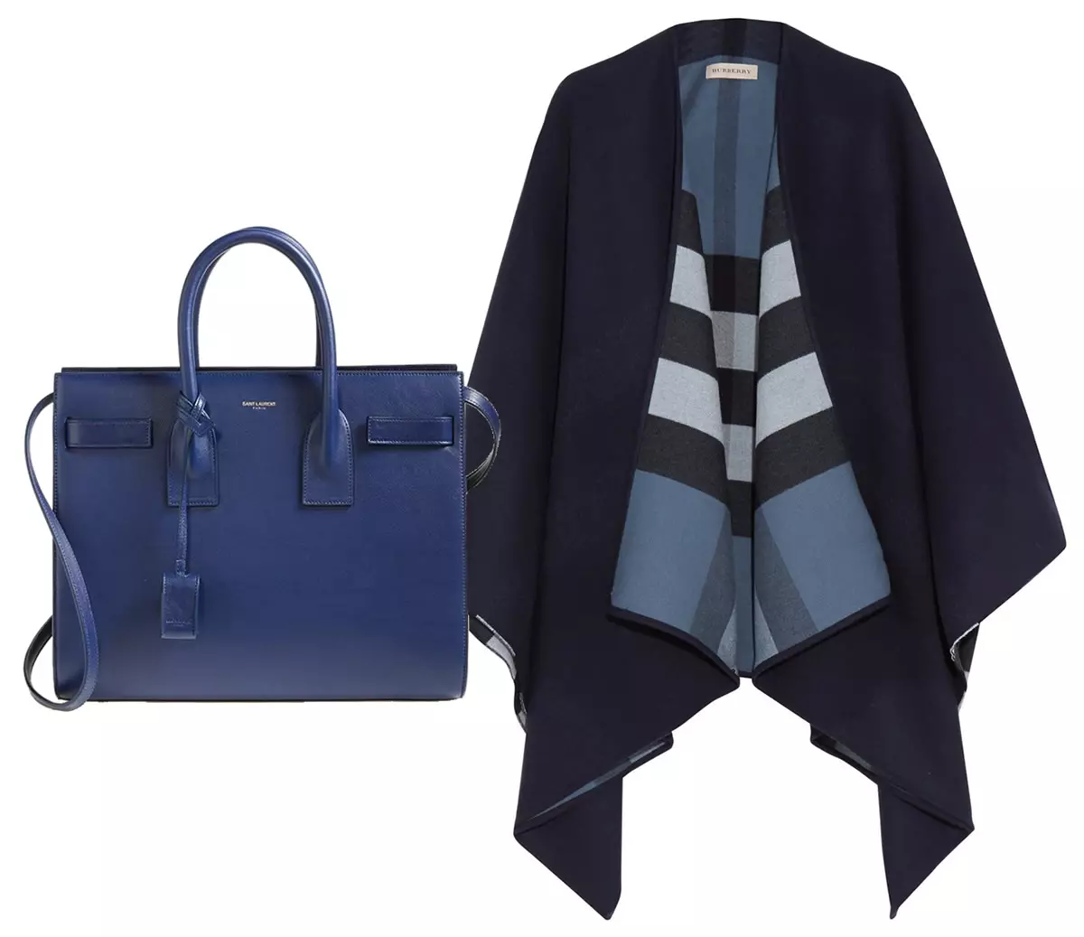 Saint Laurent Small Sac de Jour $ 2,750 per Nordstrom, Burberry London London Checked Merina Wool Cape $ 895 per Net-A-Porter