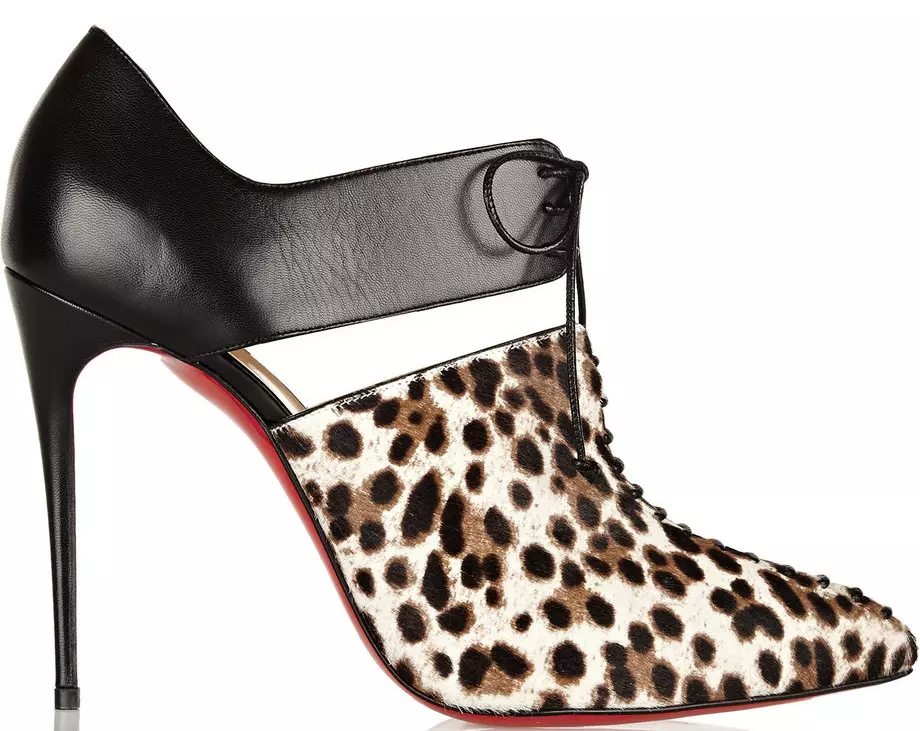 Christian Louboutin Corsita 100 learen en kealhier enkellaarsjes