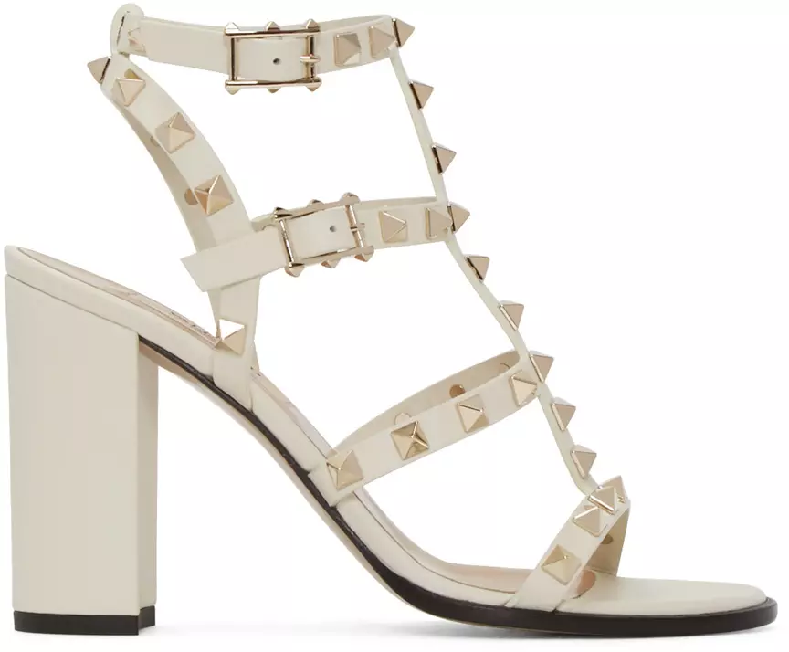 Valentino ivoorkleurige sandalen met meerdere banden