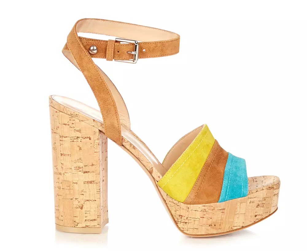 ស្បែកជើងម៉ាក Gianvito Rossi Block-Heel Cork Sandals