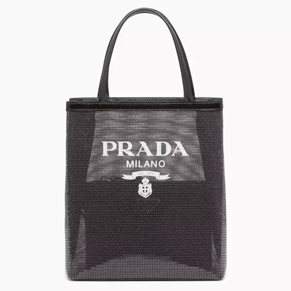 Borsa a mano piccola in rete con paillettes in nero