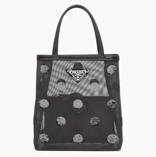 Borsa tote piccola in rete a pois