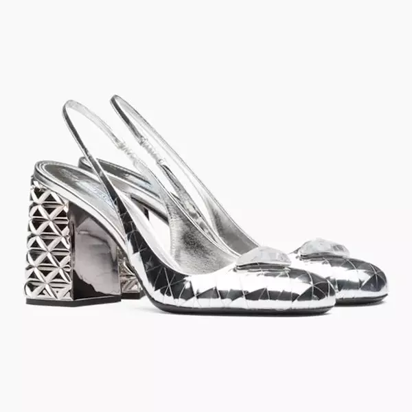 Décolleté slingback in pelle metallizzata