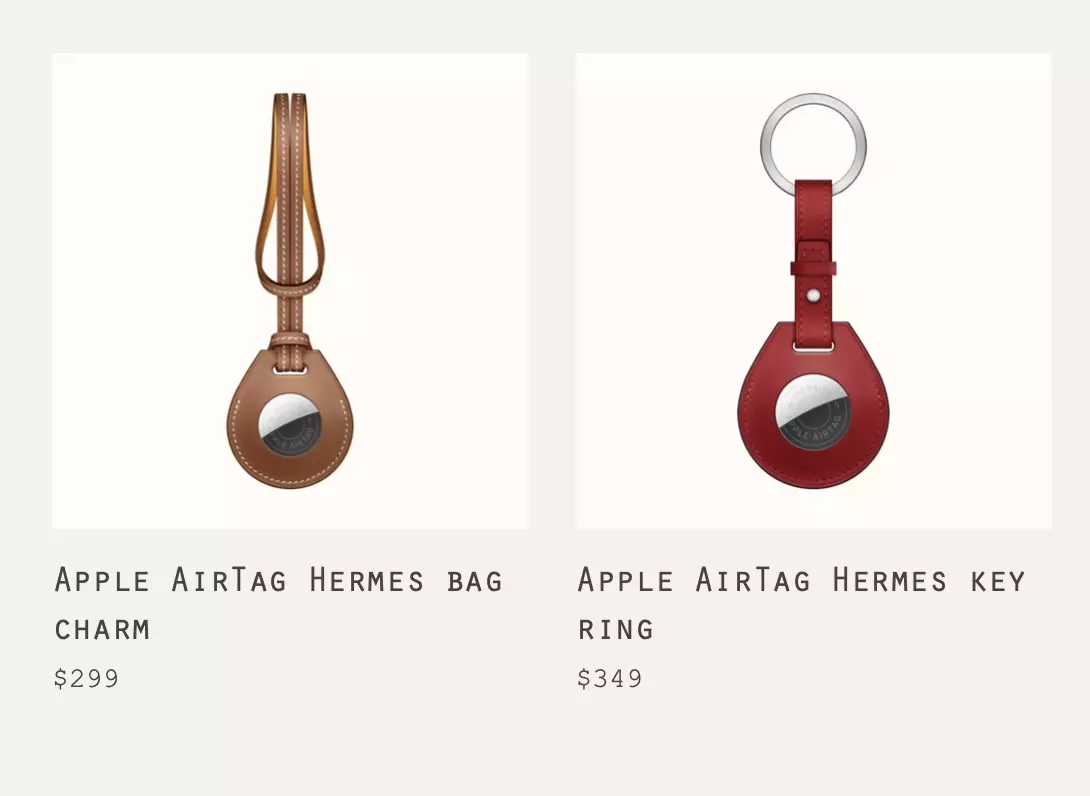 Apple Hermès AirTag 가방 참과 열쇠 고리. Hermes.com을 통한 사진