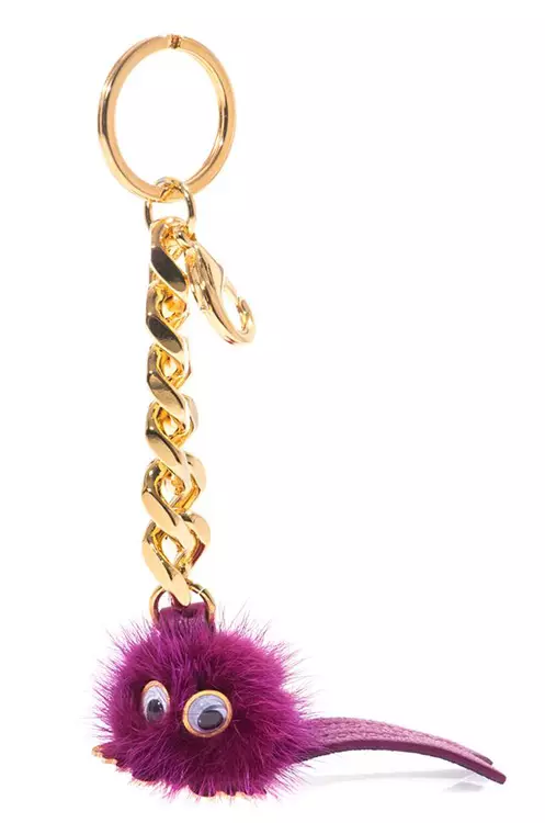 Sophie Hulme Fuzzy Mink Bag Charm Pink