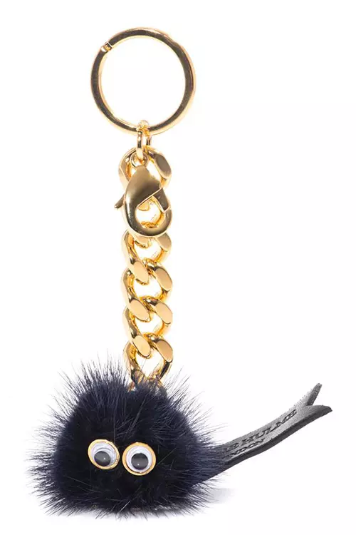 Sophie Hulme Fuzzy Mink Bag Charm Blue