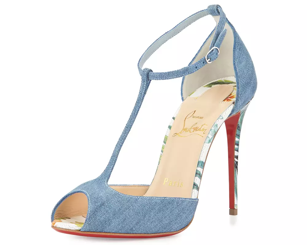 Christian Louboutin Senora džinsinis 100 mm sandalas