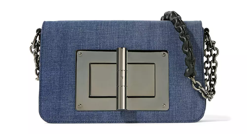 Tom Ford Natalia Leather-trimmed Denim Shoulder Bag