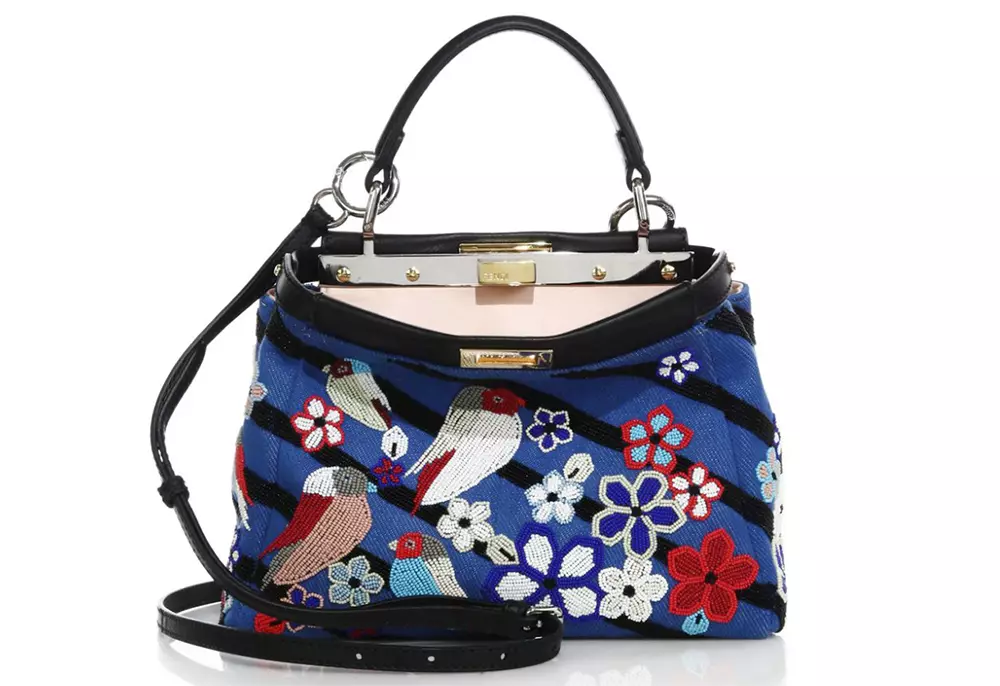 Džínsová kabelka Fendi Peekaboo Mini Beaded Denim