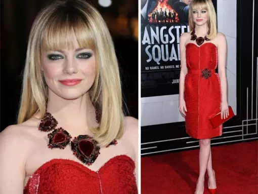 Emma Stone oszałamia niosąc czerwonego Lanvina na premierze „Gangster Squad”