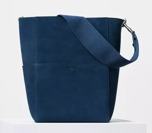 Celine-Seau-Sangle-Shoulder-Bag-Blue-Suede-2350