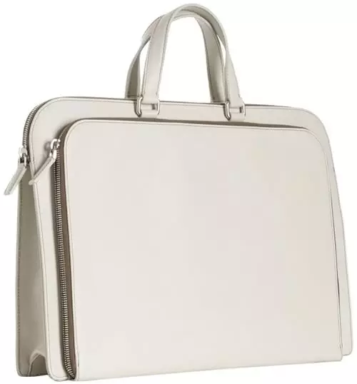 Prada Ivory Saffiano Bi-Fold Zip Portfölj