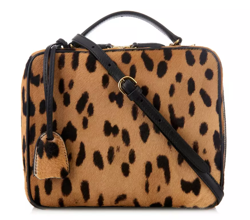 Bolso Mark Cross Lara de piel de becerro con estampado de leopardo