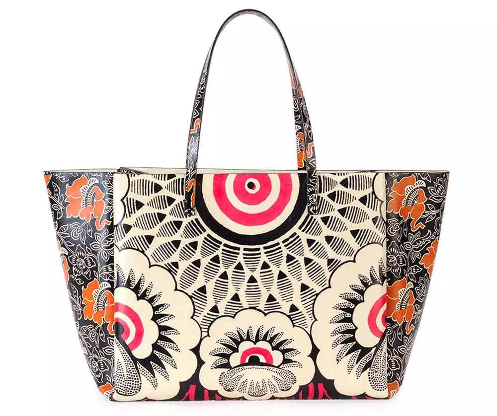 Valentino-Karışık-Çiçekli-Tote-Kırmızı