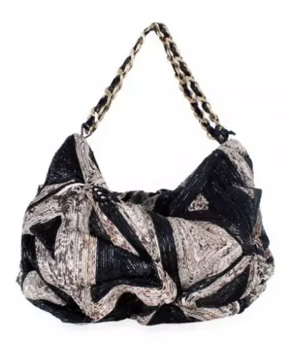 Zagliani ត្បាញ Python Art Shoulder Bag