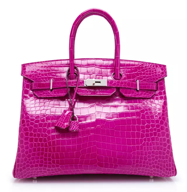 Hermes Birkin 35cm Rozo Ŝeherazada Krokodilo