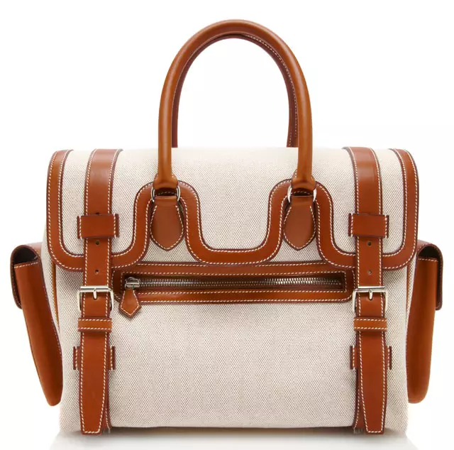 Hermes Gold Toile Drag Lakis Bag