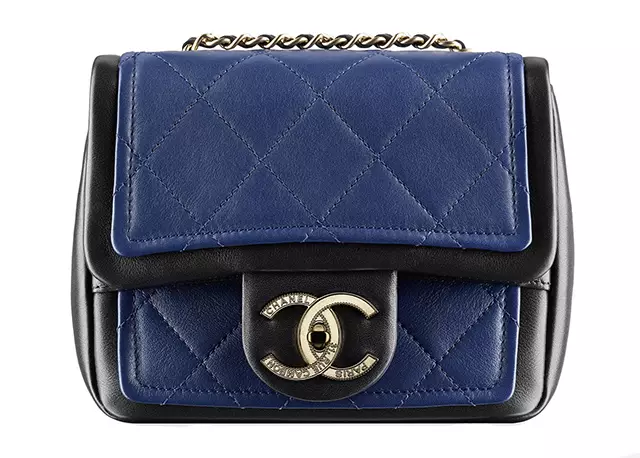 Chanel Two Tone Small Flap Bag Blue