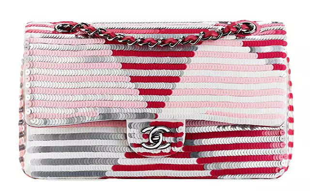 I-Chanel Striped Sequin Flap Bag