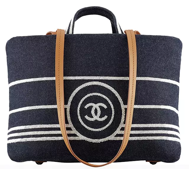 Chanel gwo Denim Logo Tote