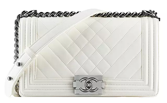 Chanel Patent Boy Bag White