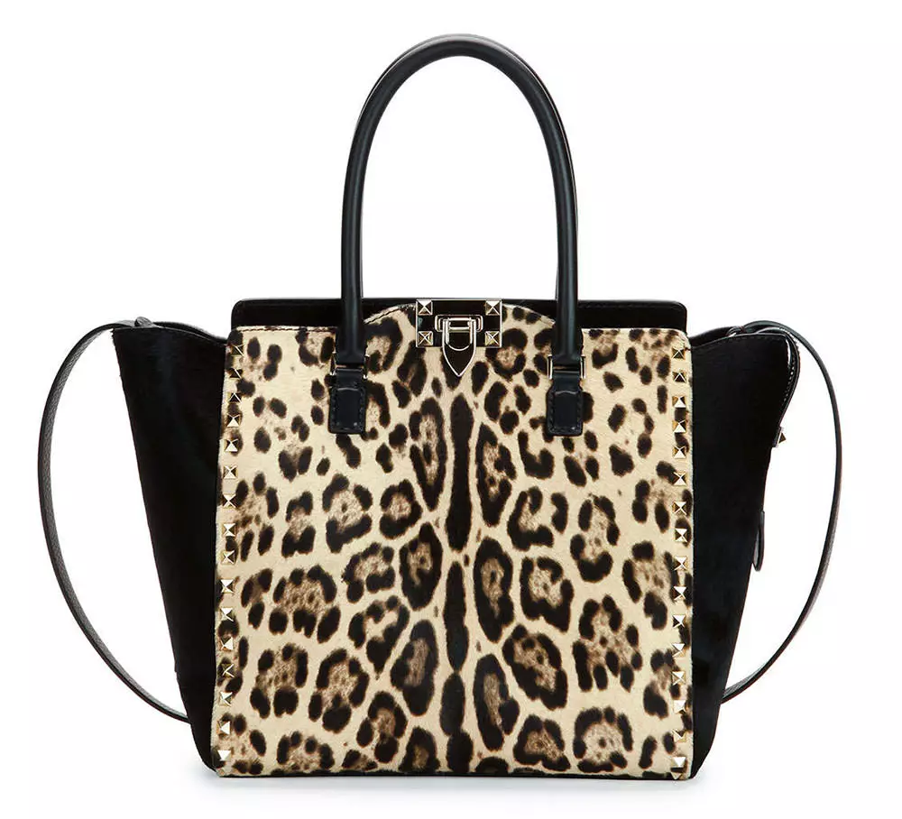 Valentino-Rockstud-Leopard-Txahal-ilea-Shopper-Tote ertaina