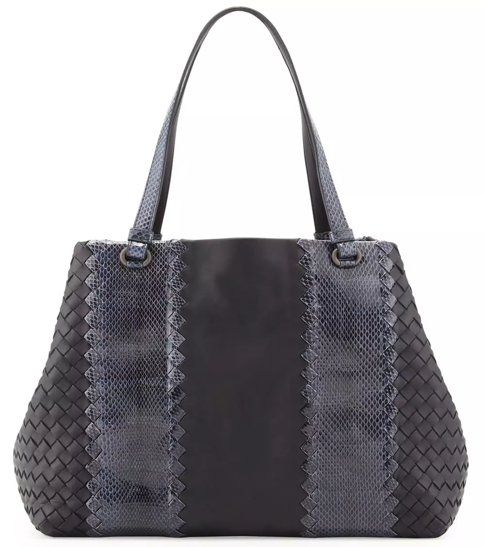 Bottega Veneta Intrecciato Nappa Ayers Navy Tote