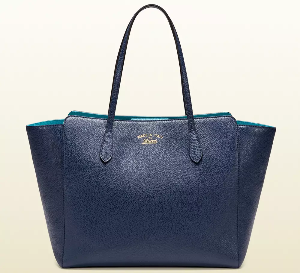 Gucci Swing Leather Tote Blau