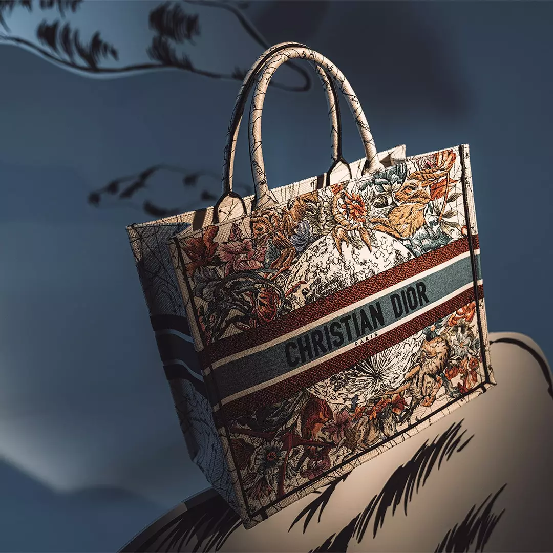 Dior Book Tote විශාල Zodiac මුද්‍රණය