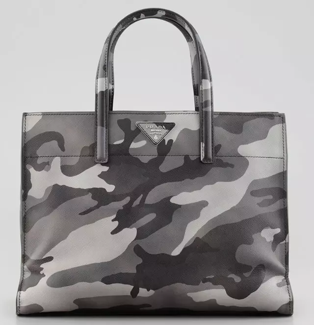 Prada Camo Print Soft Saffiano Tote Bag