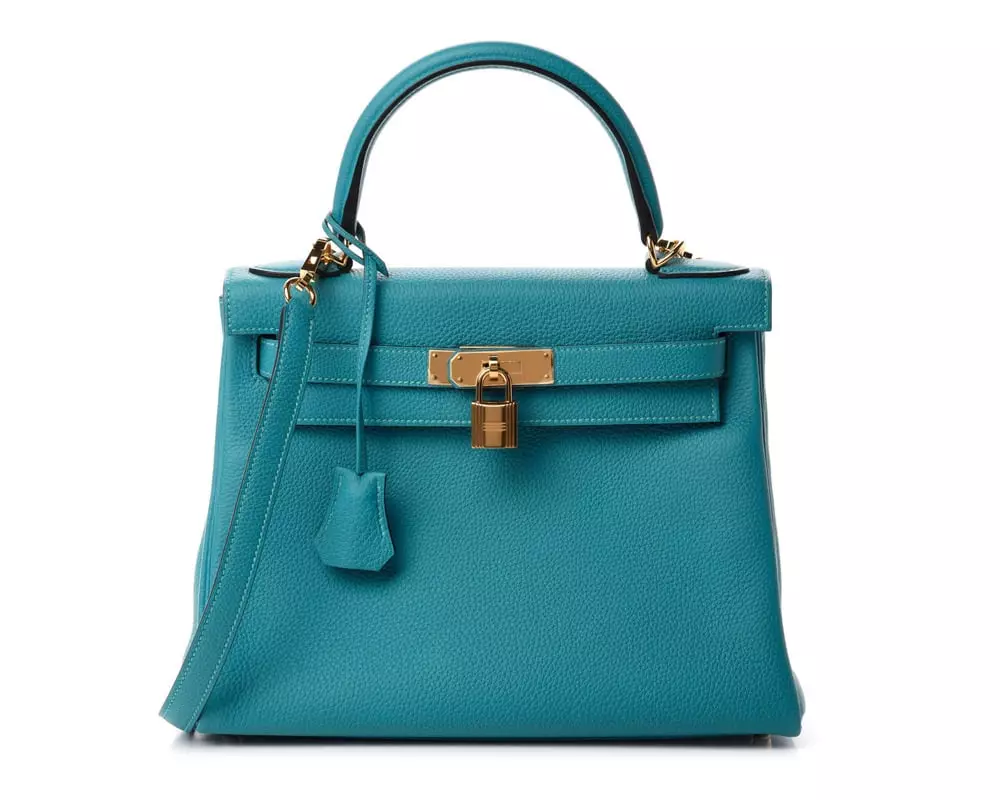 HERMES Togo Kelly Retourne 28 Turquoise