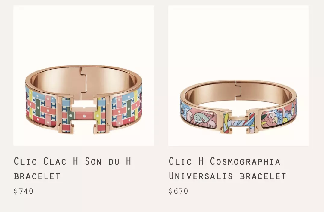 Az új Clic Enamel karkötők jelenleg elérhetők a Hermes.com oldalon.