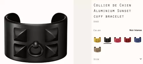 Collier de Chien Aluminium Cuff. Foto liwat Hermes.com