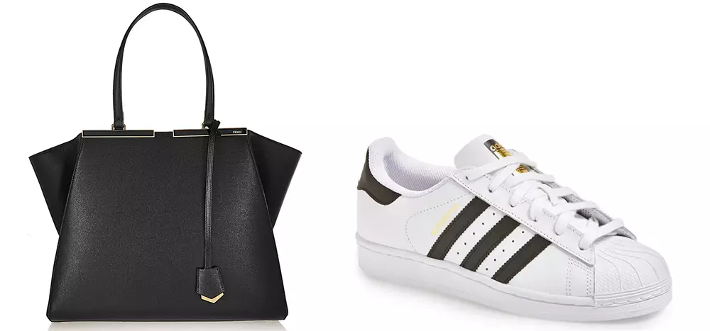 Сумка Fendi 3Jours сярэдняй тэкстураванай скуры $ 2550 праз Net-a-Porter красоўкі Adidas Superstar $ 80 праз Nordstrom