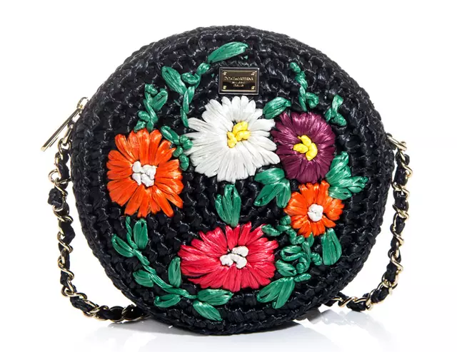 Dolce & Gabbana Glam Floral Raffia Hnab