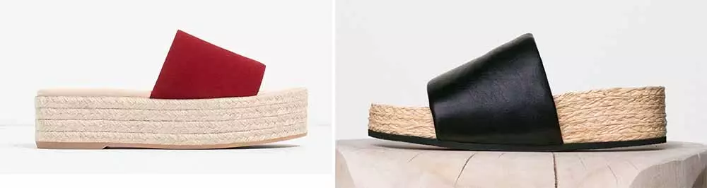 Zara ტყავის პლატფორმა სლაიდები $70 მეშვეობით Zara Céline padded Band sandals 810$ via Céline