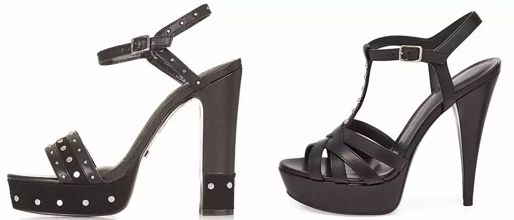 TopShop Lucky Stud Platform Sandal $ 105 permezz ta 'TopShop Saint Laurent Jodie Studded Ġilda T-Strap Sandal $ 995 permezz Bergdorf Goodman