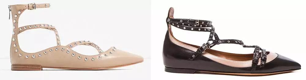 Zara Studded Ballerinas $70 melalui Zara Valentino Love Latch Leather Flats $975 melalui Forward oleh Elyse Walker