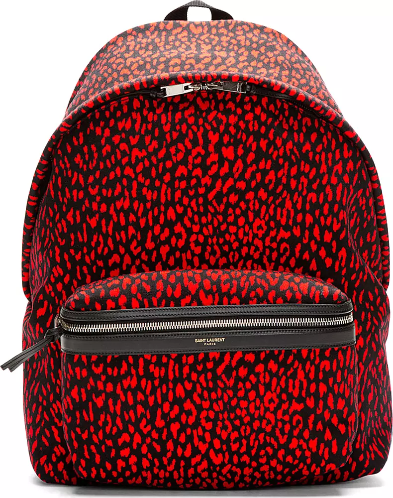 Saint Laurent Red Baby Cat Print Backpack