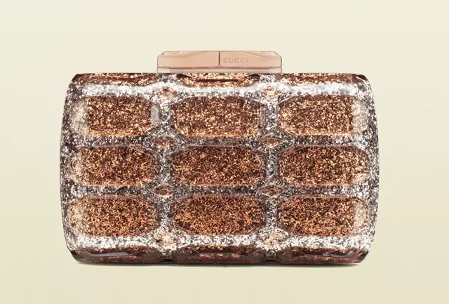 Gucci Aristographic Glittered Plexiglass Evening Clutch