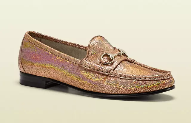 Gucci 1953 Horsebit Loafer ing Kulit Metallic Crackled