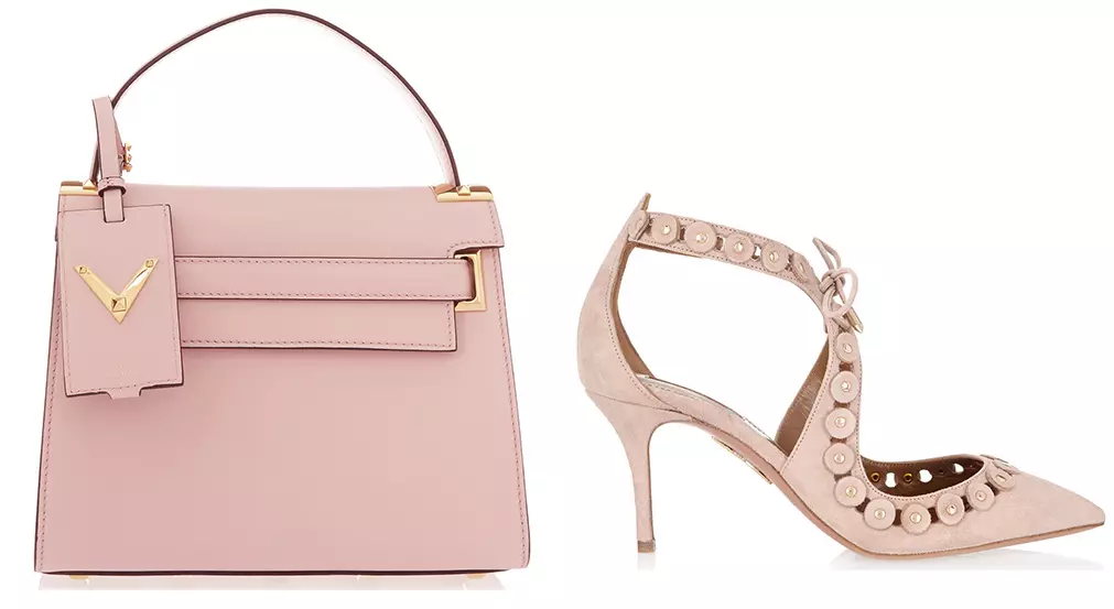 Valentino My Rockstud Deri Çanta [Net-a-Porter üzerinden 2.675$] Aquazzura Theo Stud Cutout Süet Pompalar [Net-a-Porter üzerinden 795$]